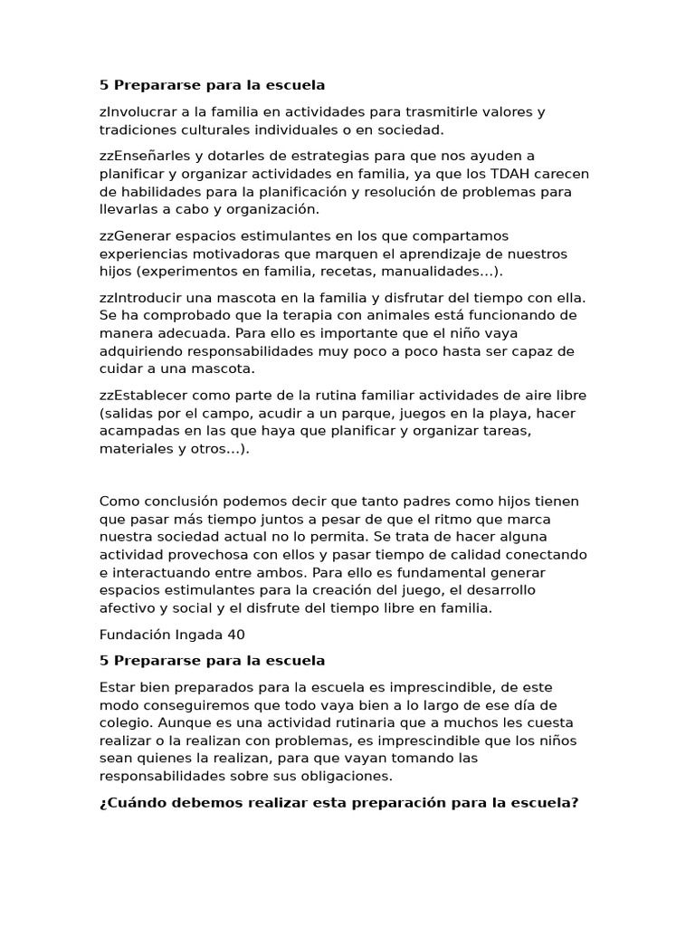 Prepararse para La Escuela | PDF