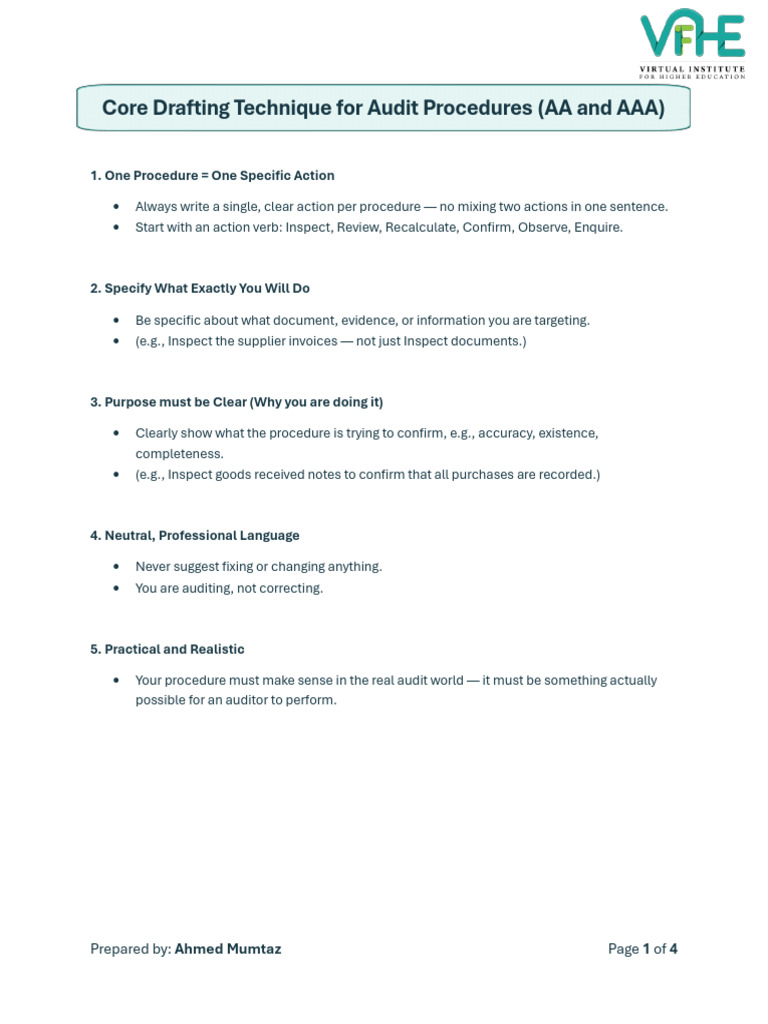 Drafting Technique For Audit Procedures | PDF | Audit | Accounts Payable