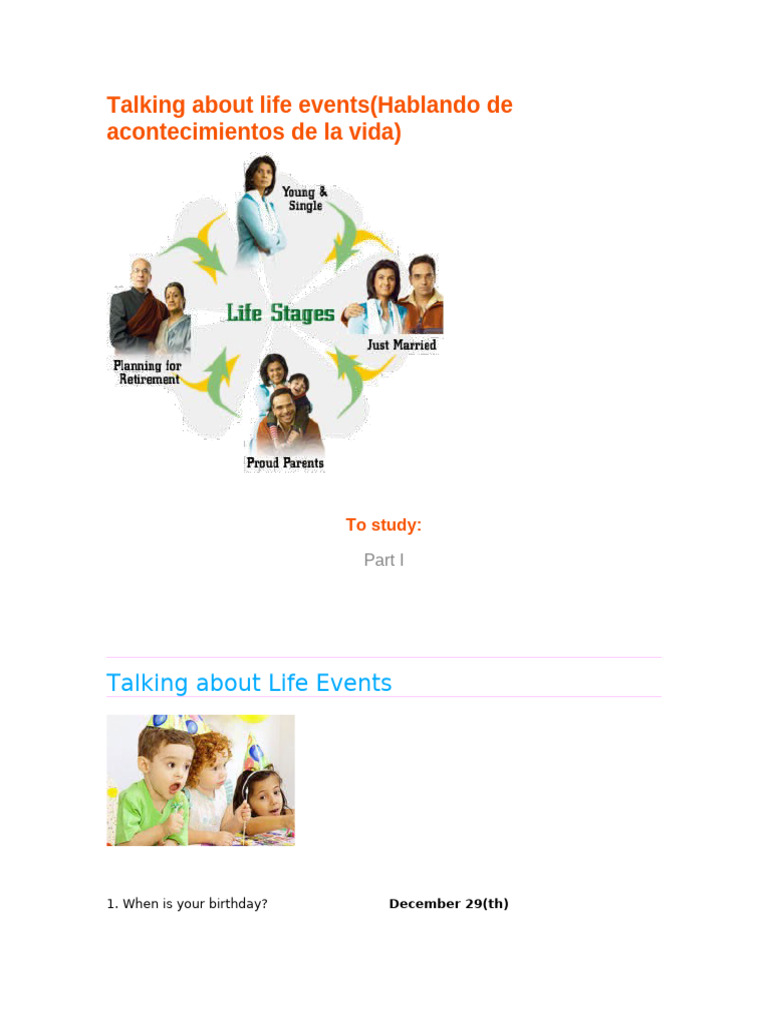 Talking About Life Events | PDF