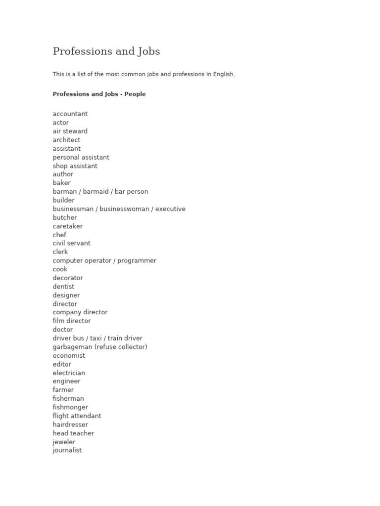 Professions and Jobs y Simple Present | PDF | Linguistic Morphology ...