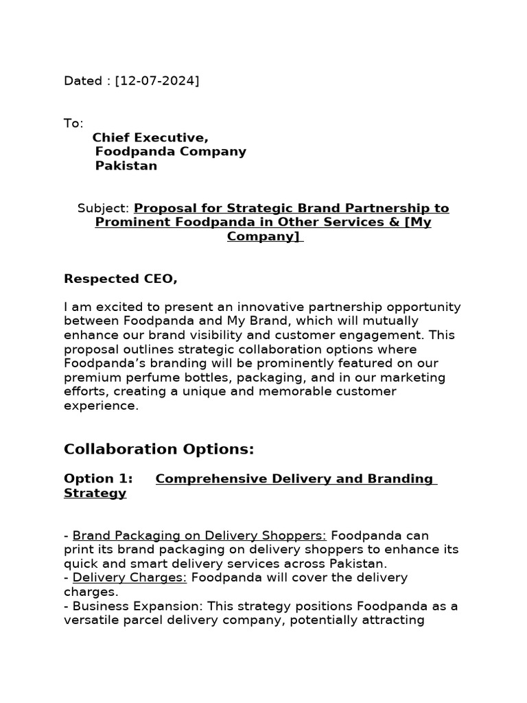 Foodpanda Brand Partnership Proposal | PDF | Brand | Marketing