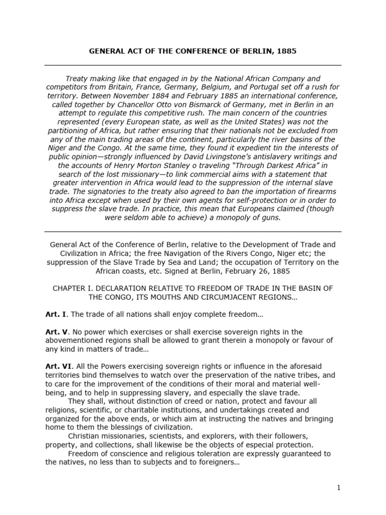 General Act of The Conference of Berlin 1885 | PDF | Justice | Crime & Violence