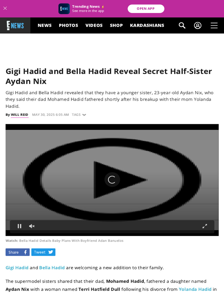 Gigi Hadid, Bella Hadid's Half-Sister Aydan Nix Re | PDF
