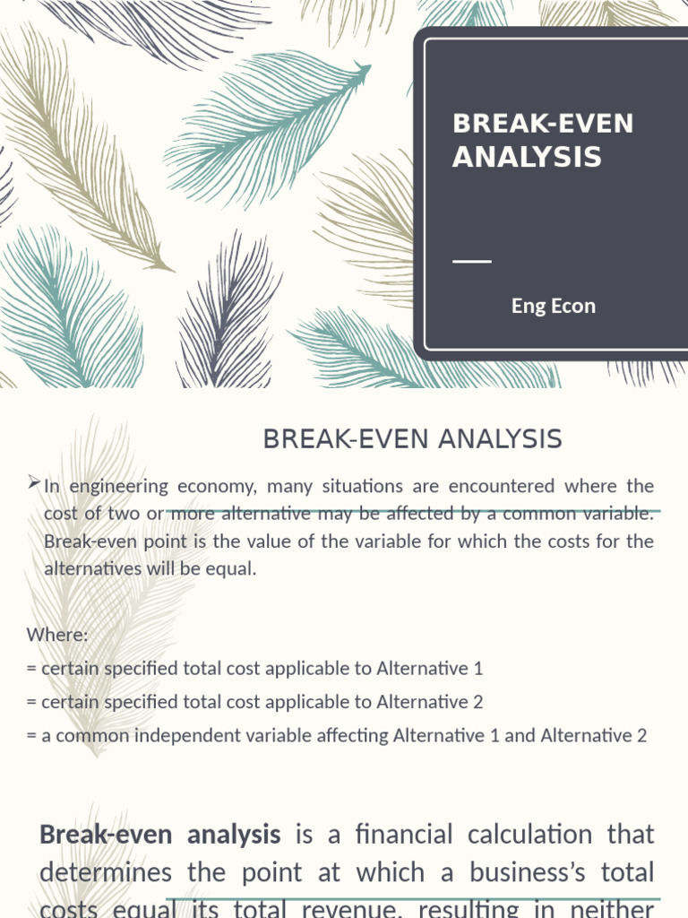 Break-Even Analysis in Engineering Economy | PDF | Business Economics ...