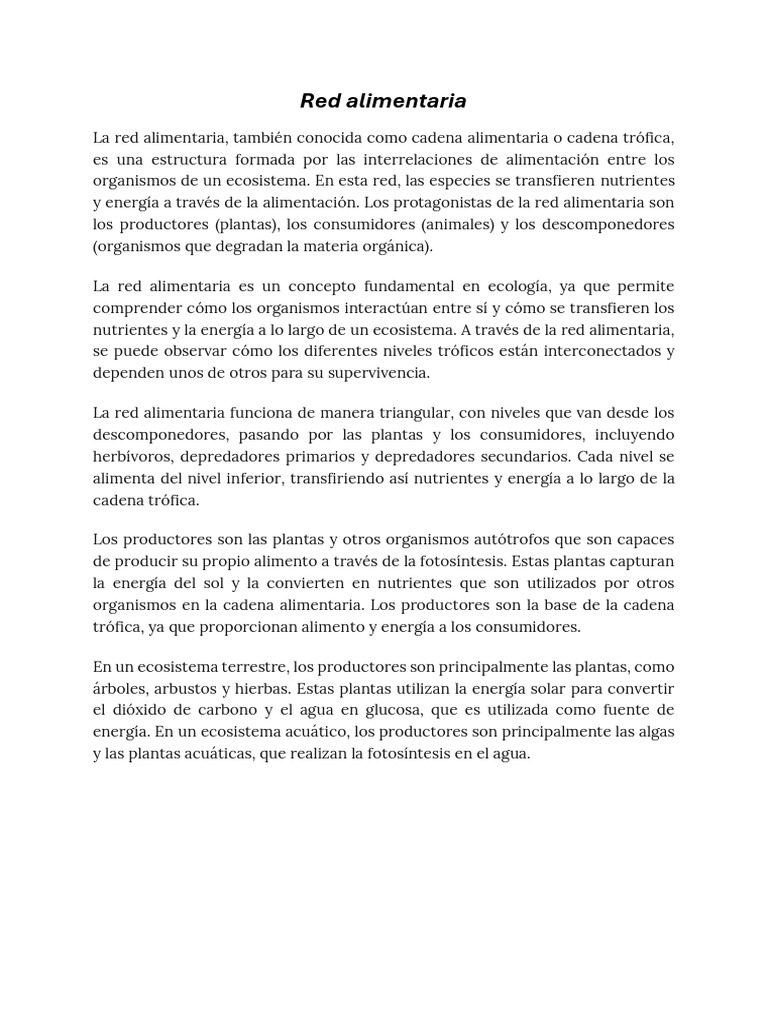 Definición de red alimentaria en ecología | PDF