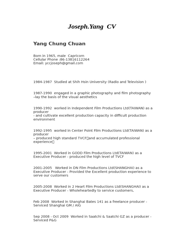 Joseph - Yang CV | PDF