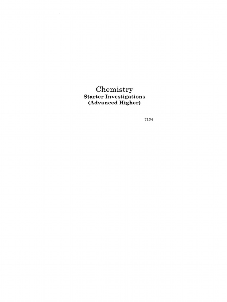 Chemistry Starter Investigations (Advanced Higher) | PDF