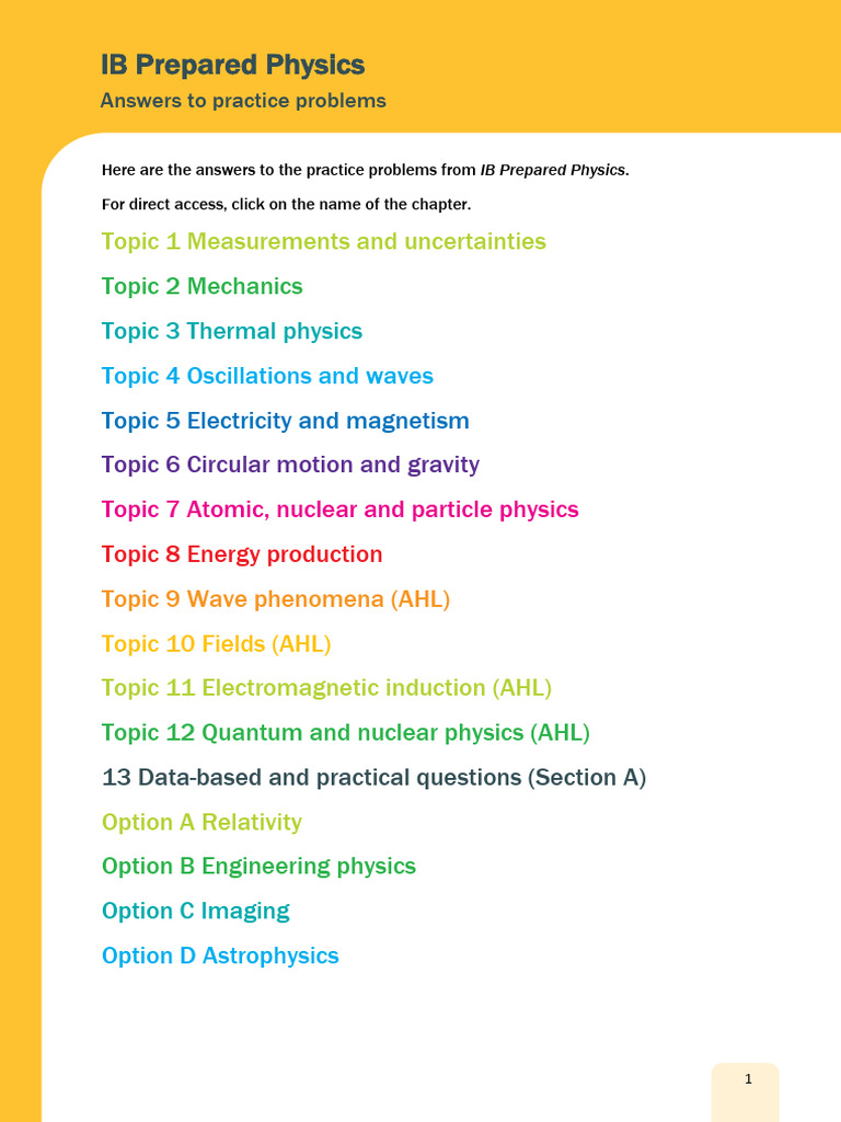 Ib Prep Phys Practice Problems Answers | PDF | Force | Photon