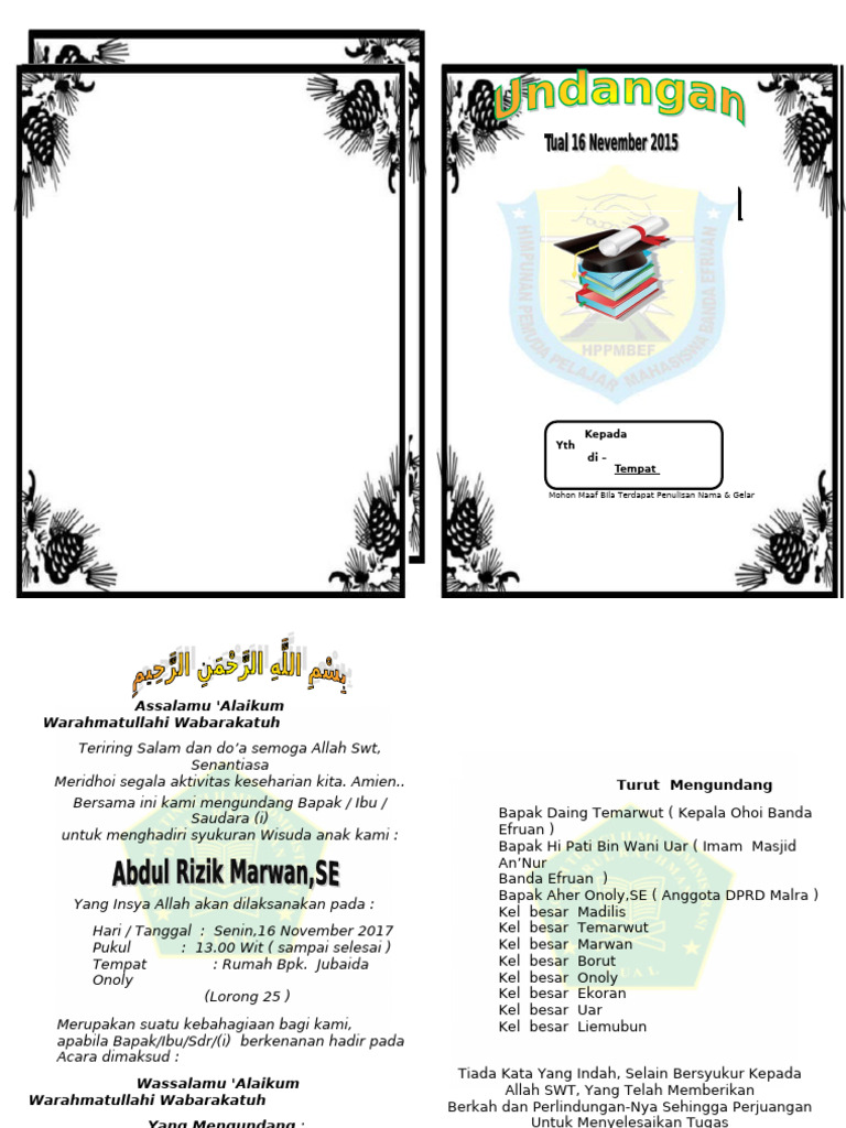 Undangan Syukuran Wisuda 2017 | PDF