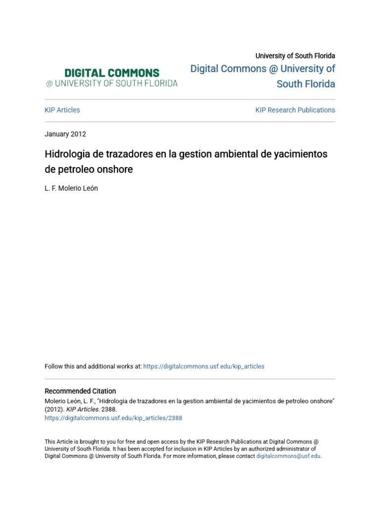 Hidrologia de Trazadores en La Gestion Ambiental de Yacimientos d | PDF ...