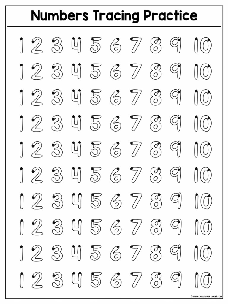 Numbers Tracing Practice 488C 644B 61F8 | PDF