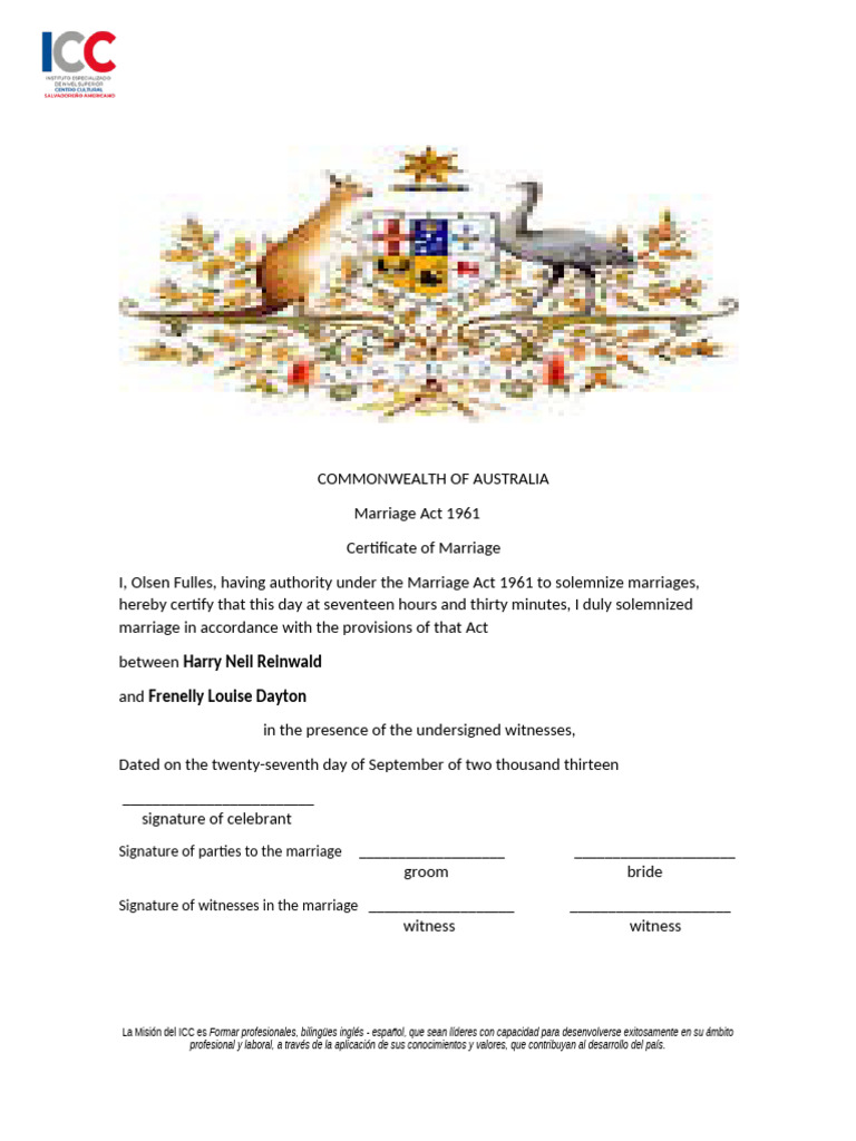 Marriage Certificate | PDF
