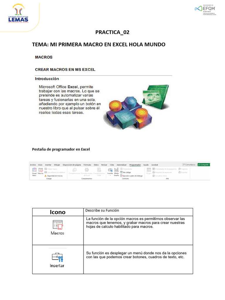 Practica 2 Visual Basic | PDF | Microsoft Excel | Botón (Computación)