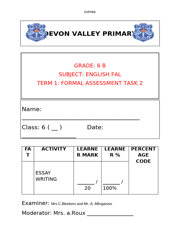 English Fal Term 1 Task 1 | PDF | Essays | Plot (Narrative)