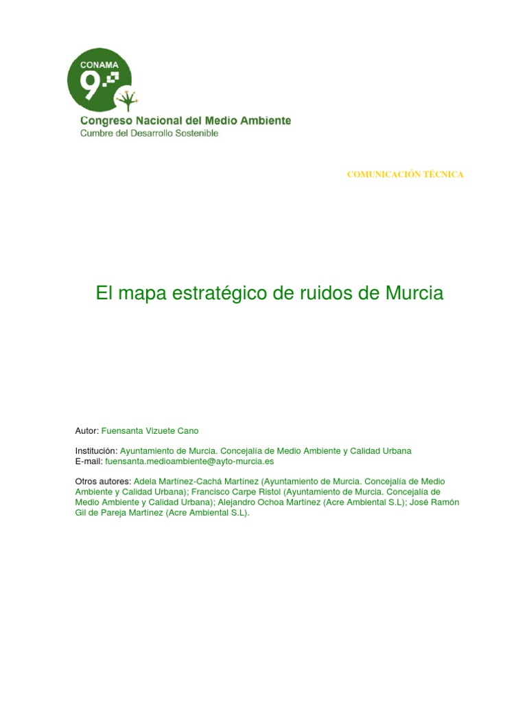 El Mapa Estratégico de Ruidos de Murcia!! | PDF | Decibel | Calle