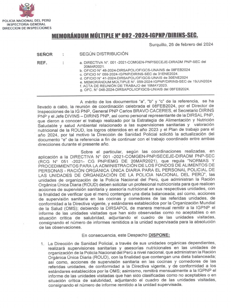 Memorandum Multiple #002-2024-Igpnp-Dirins-Sec Del 26feb2024 | PDF