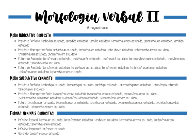 Morfologia Verbal II | PDF