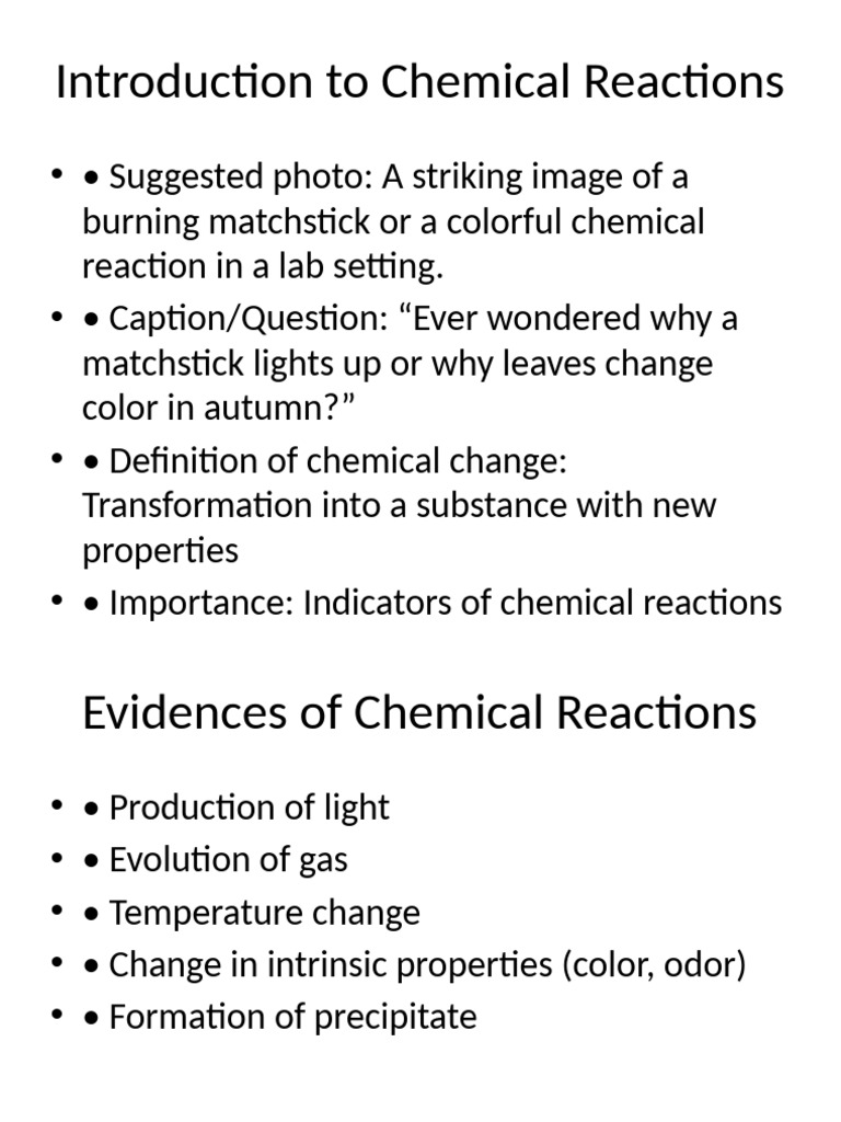Chemical Reactions Presentation | PDF
