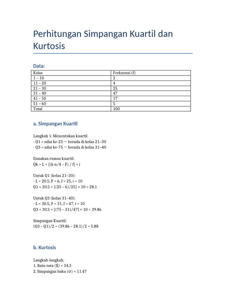 Simpangan Kuartil Dan Kurtosis | PDF