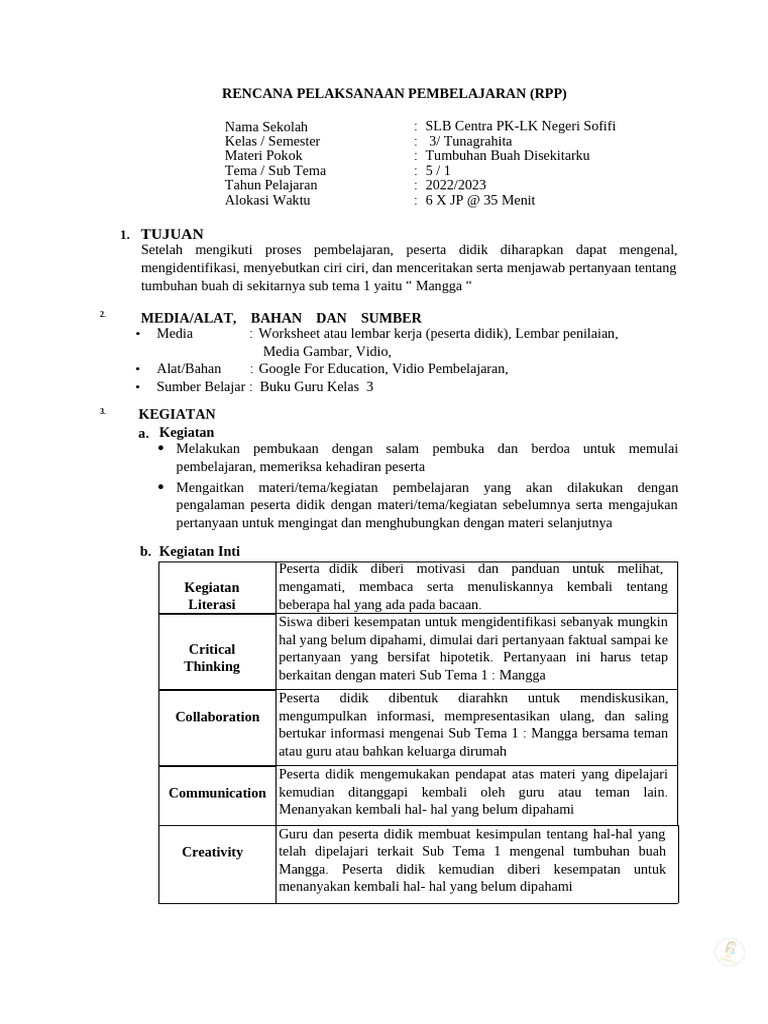 Al RPP Kelas 3 SD Baru | PDF