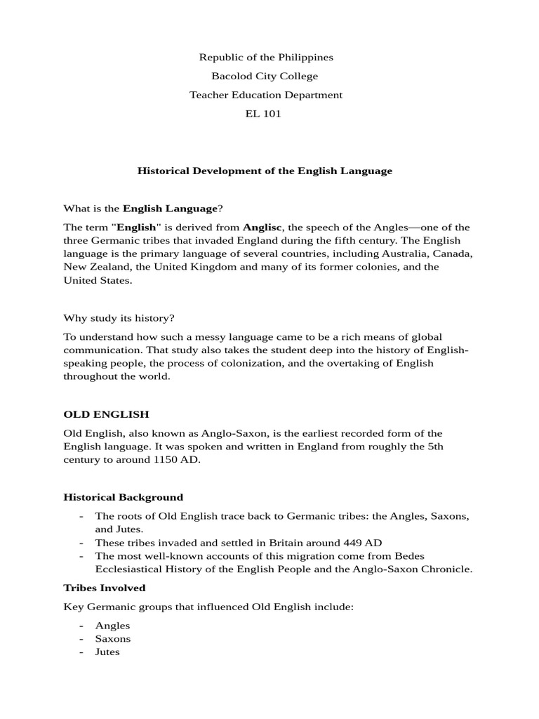 Evolution of the English Language | PDF | English Language | Thou