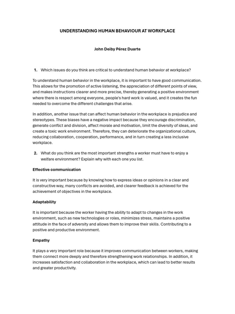 Understanding Workplace Human Behavior | PDF | Motivation | Motivational