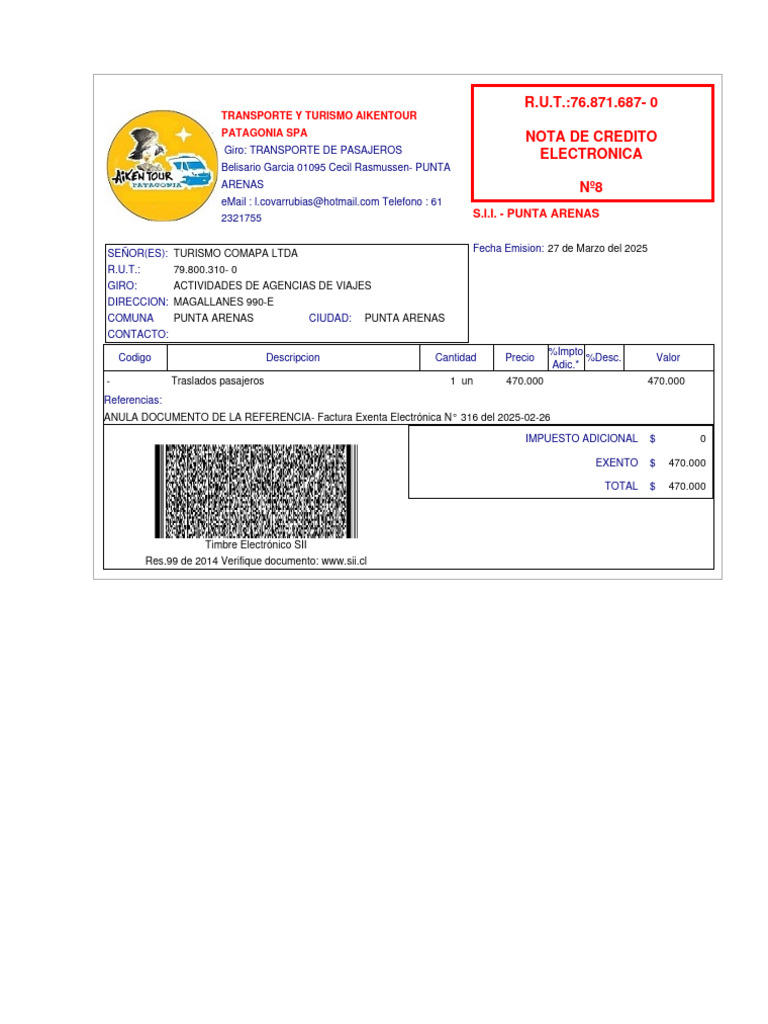 Nota Credito N8 | PDF