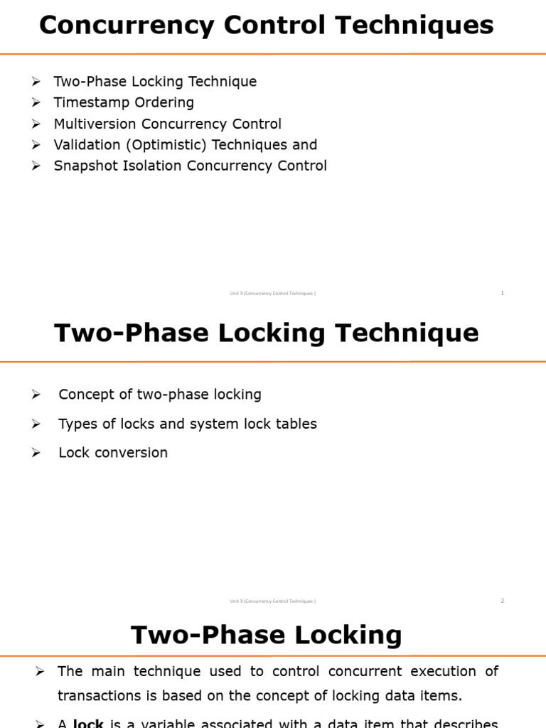 Unit 1 Concurrency Control Pdf Database Transaction Computer Programming