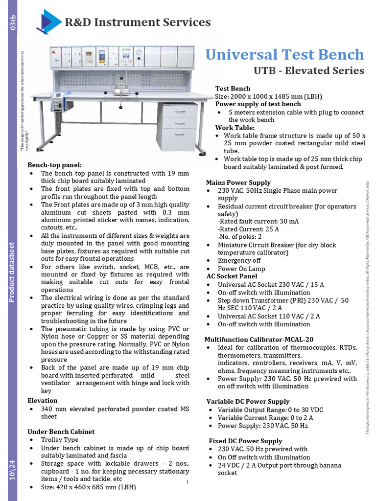 03tb-UTB Test Bench Series Elevated | PDF | Calibration | Power Supply