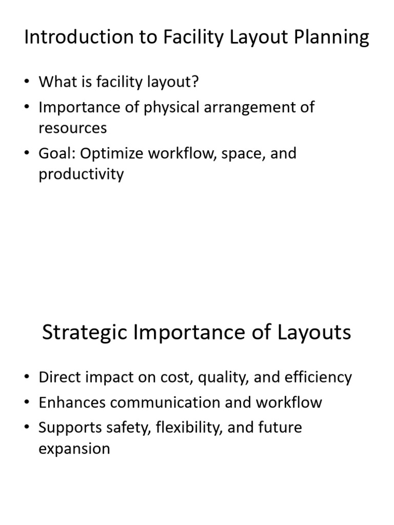 Facility Layout Planning Presentation Pdf
