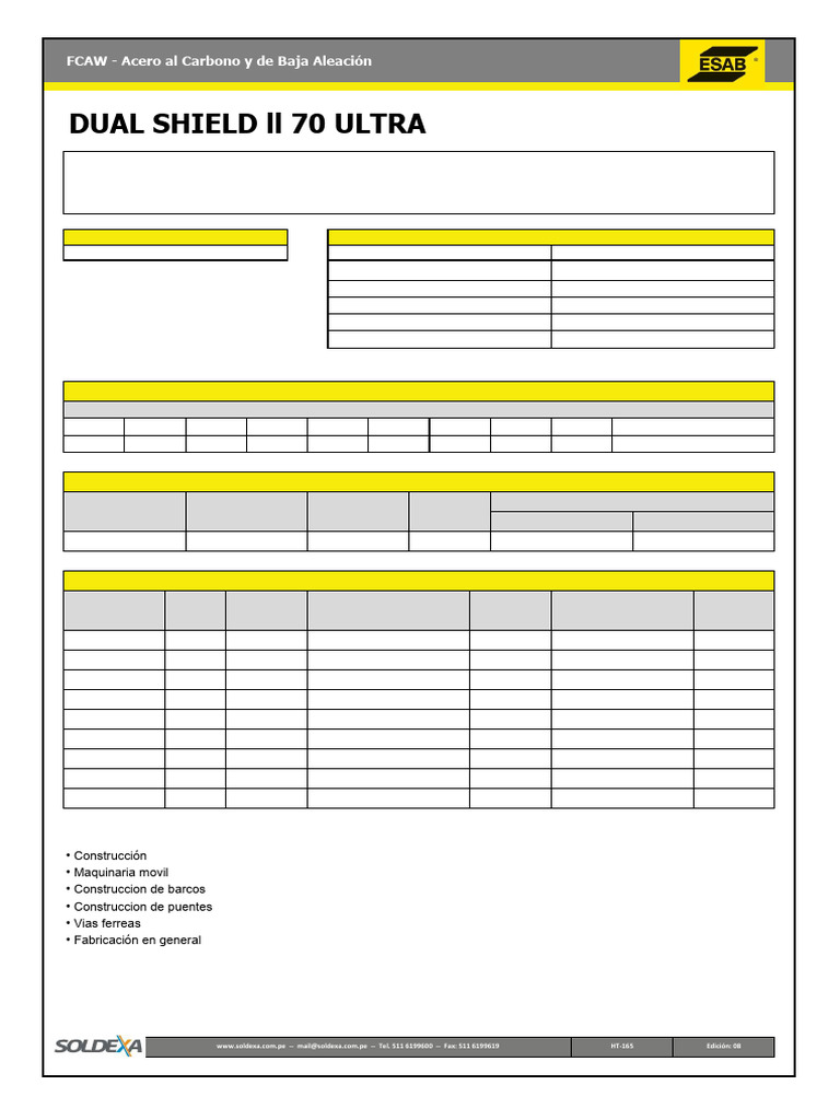 Ht-165 Dual Shield LL 70 Ultra Ed.08 | PDF | Materiales de construcción ...