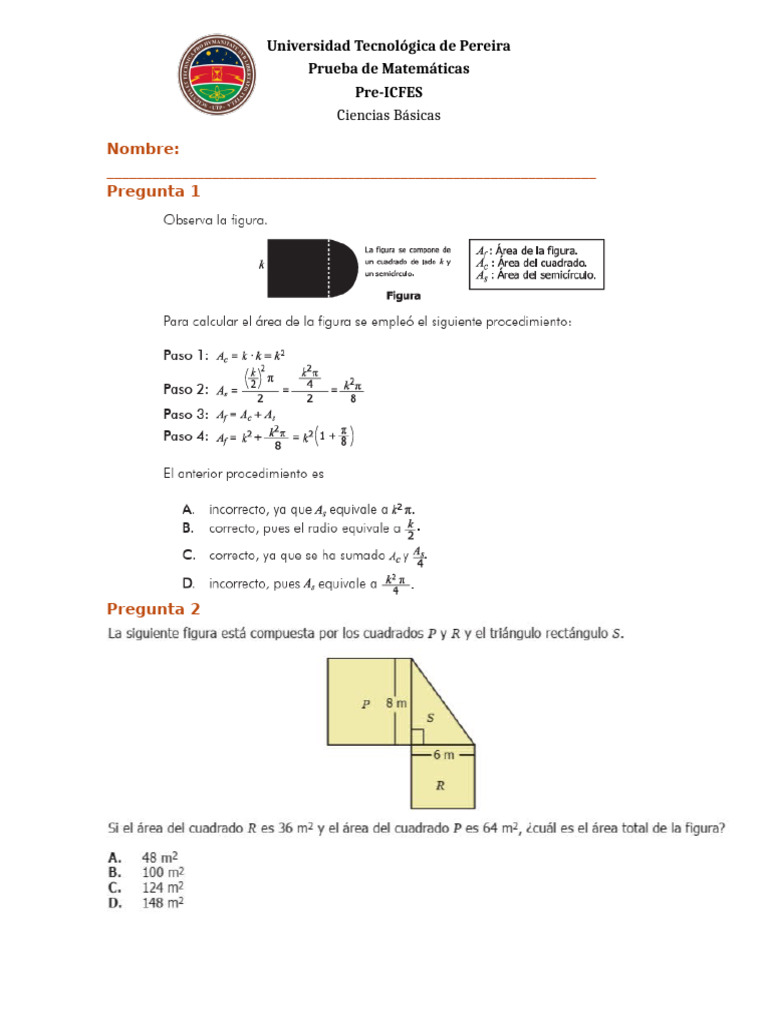 Prueba de Matemáticas Pre-ICFES 2023 | PDF