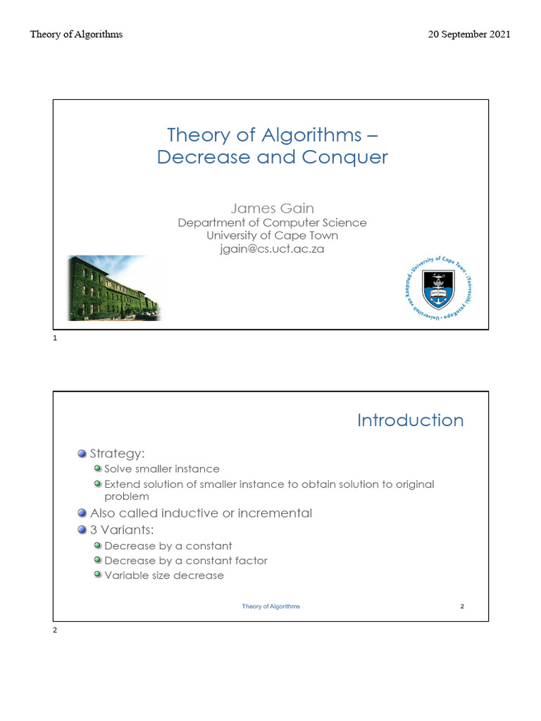 Decrease by Constant Factor in Algorithms | PDF | Theoretical Computer ...