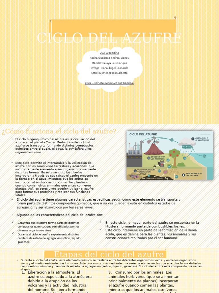 Ciclo Del Azufre | PDF | Azufre | Dióxido de azufre