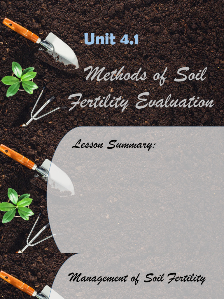 UNIT IV Methods of Soils Fertility Evaluation Part 1 | PDF | Plant ...