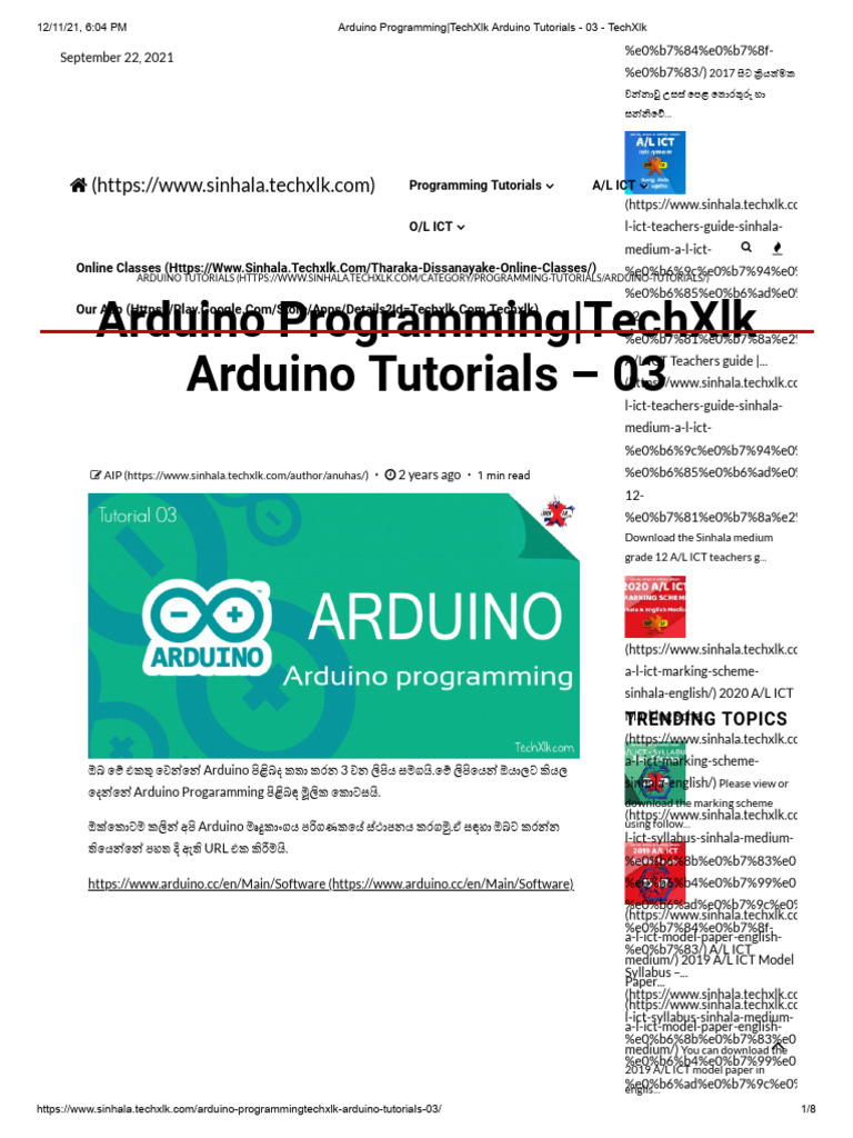 03 - Arduino Programming - TechXlk Arduino Tutorials - 03 - TechXlk | PDF