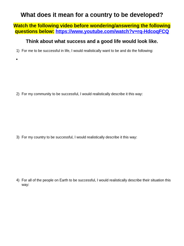 What Does It Mean For A Country To Be Developed With Map Links | PDF