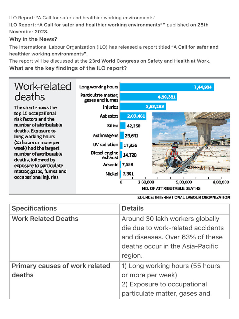 ILO Report: "A Call For Safer and Healthier Working Environments | PDF ...