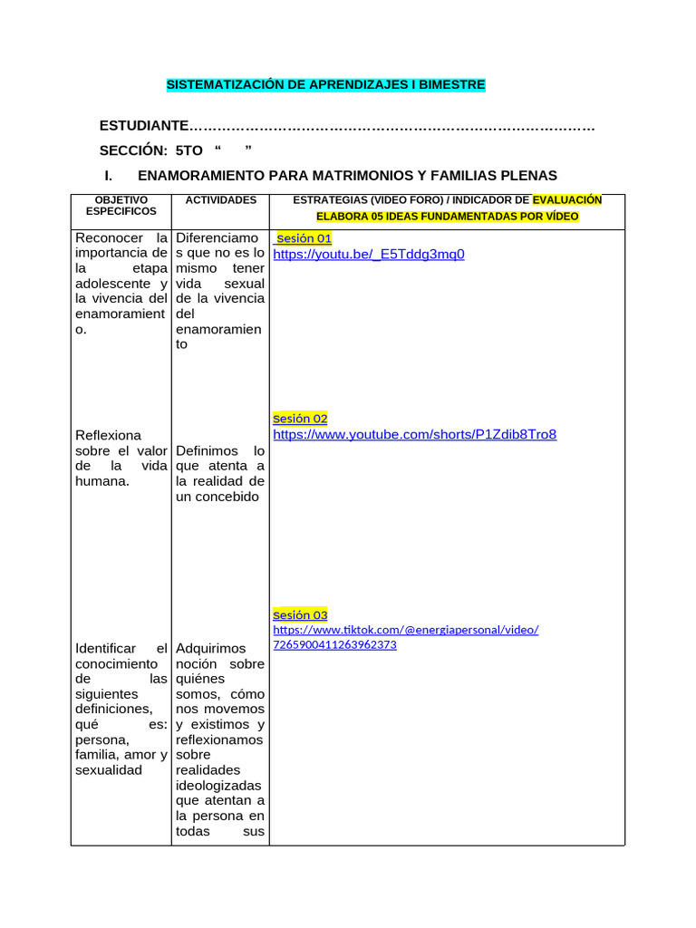 Desarrollando Aprendizajes_i Bimestre | PDF