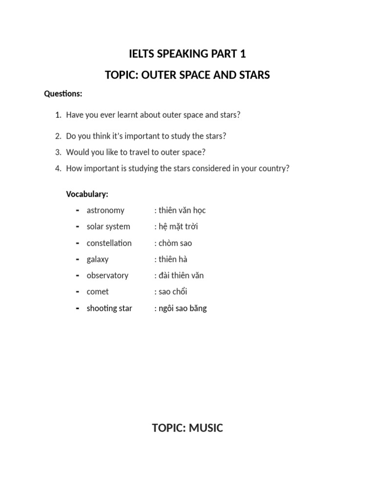 Outer Space and Stars | PDF