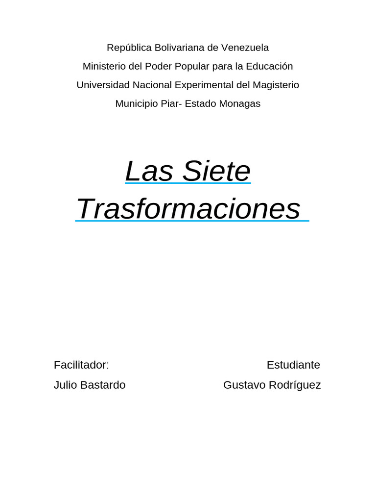 Las 7T Transformaciones de Gustavo | PDF | Venezuela | Nación