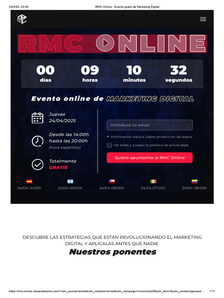 RMC Online - Evento Gratis de Marketing Digital | PDF | Publicidad ...