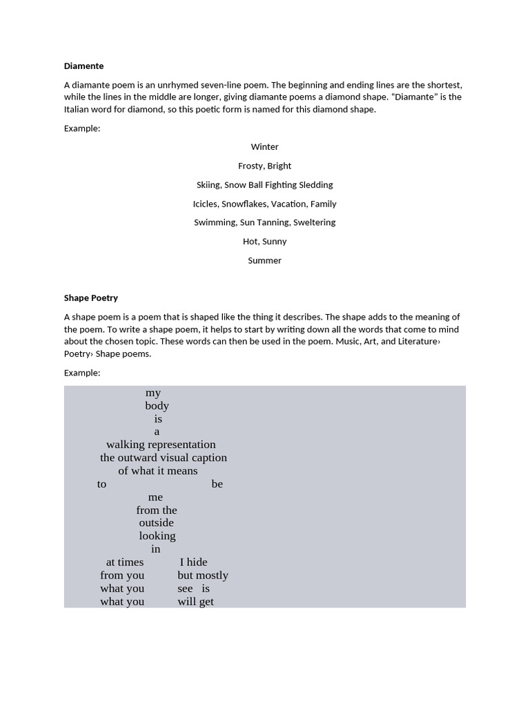 Poetry Definitions | PDF