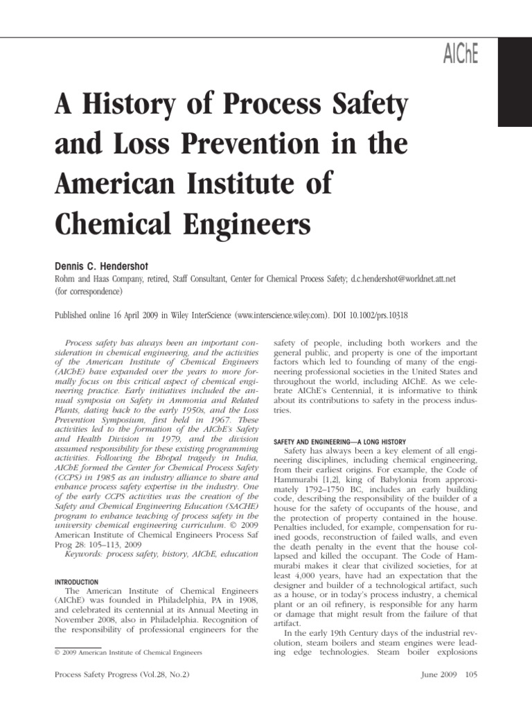 AIChE's Process Safety Evolution | PDF