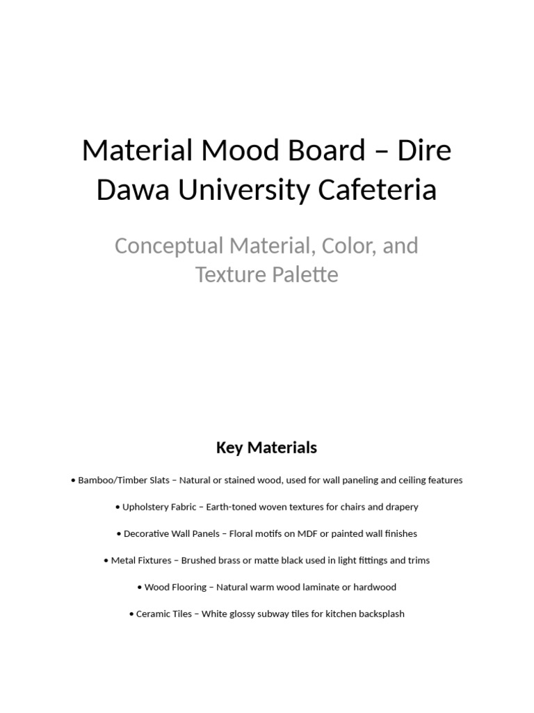 Dire Dawa Cafeteria Mood Board | PDF