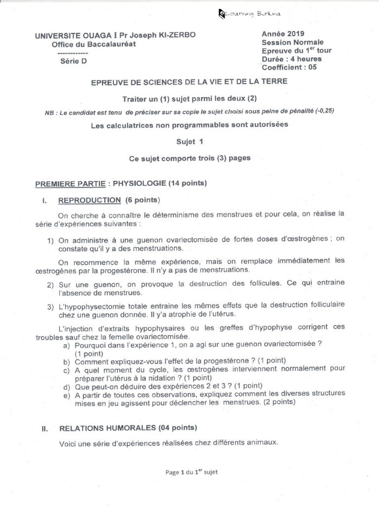 Bac2019 D C SVT | PDF