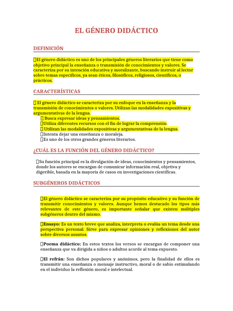 El Genero Didactico | PDF | Enseñando | Narración