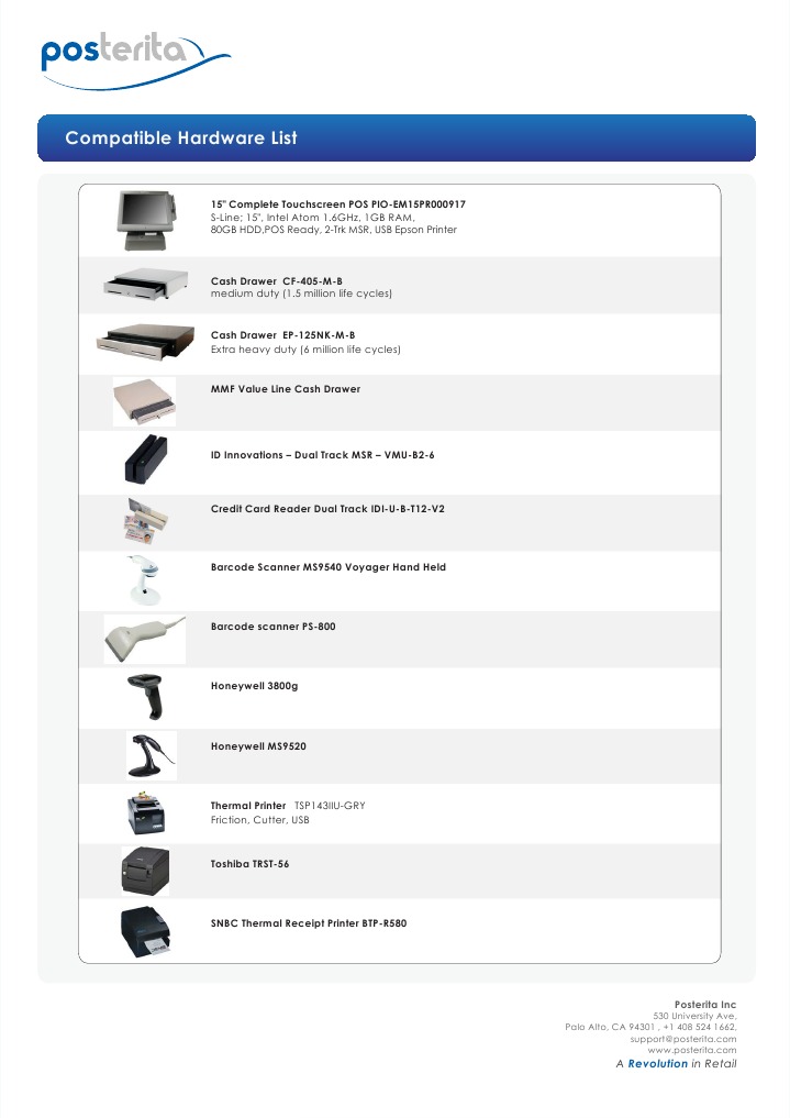 Posterita Compatible Hardware List | PDF | Computers