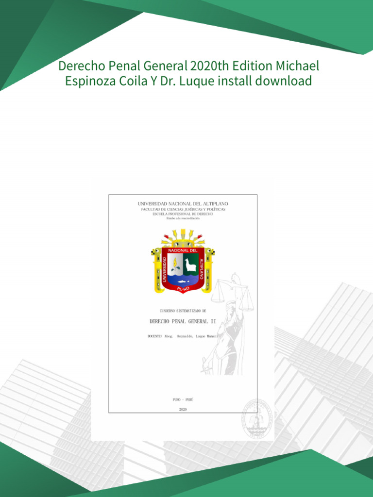 Derecho Penal General 2020th Edition Michael Espinoza Coila Y Dr. Luque instant download | PDF ...