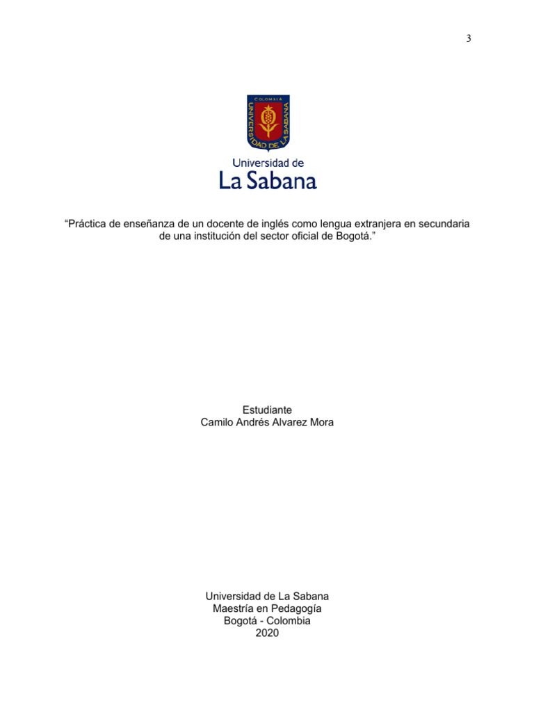 "Práctica de Enseñanza de Un Docente de Inglés Como Lengua Extranjera en Secundaria | PDF ...